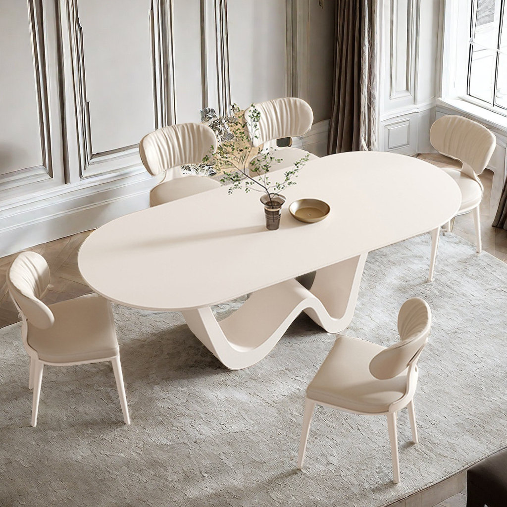 Oval stone top dining table store